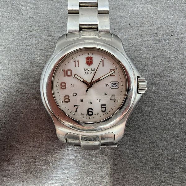 Victorinox Swiss Army Officer Watch Men 42mm Silver Dial Stainless ...