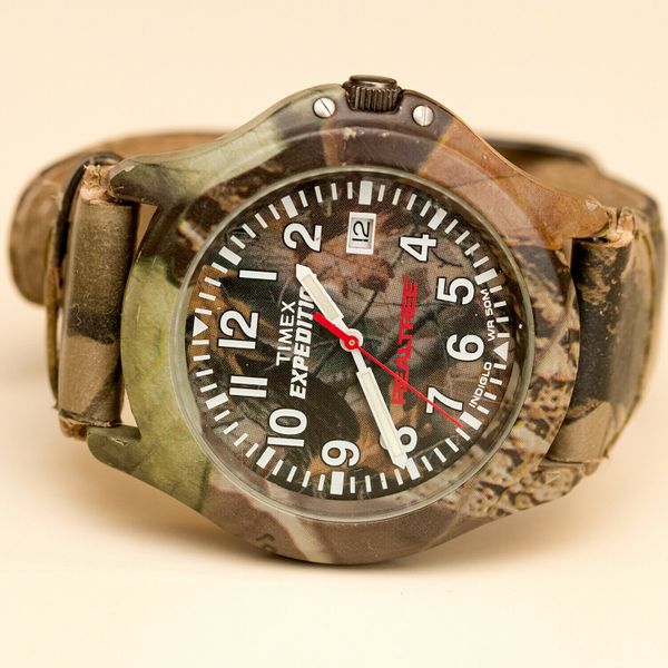Timex T49723 Men's Expedition Camo REALTREE Indiglo Leather Band Watch ...