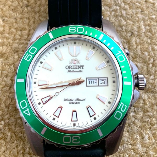 ORIENT MAKO XL Automatic Diver Watch Luminous Dial Green Bezel Mod ...