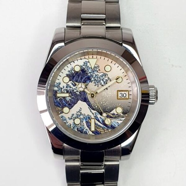 Seiko The Great Wave Off Kanagawa Mod Watch 40mm NH35 Auto S/Steel Date ...
