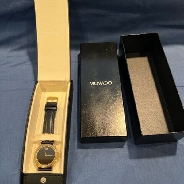 Movado Classic Black Museum Dial Men's Watch Model 87 E4 0863 Leather ...