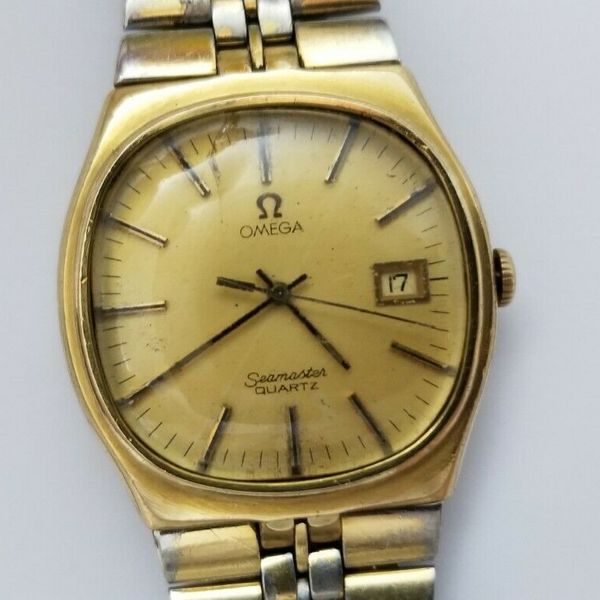 Omega Seamaster cal 1342 Vintage Men`s Quartz Watch gold 20 microns ...