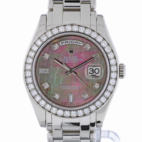 FS- Rolex 18946 Platinum Masterpiece Day Date Diamond Mother of Pearl ...