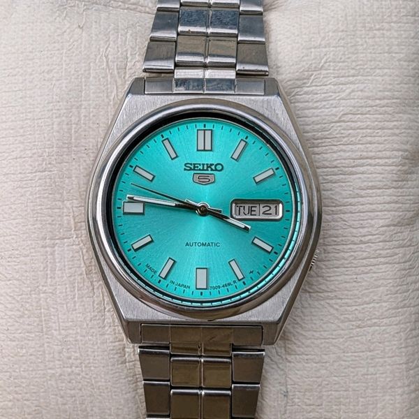 Seiko 5 Automatic 17 Jewels Ice Blue Dial(Changed) Japan Men's Watch ...