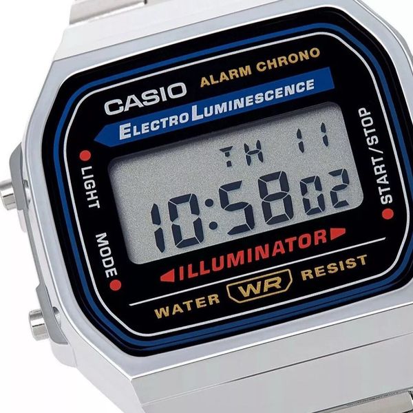 Casio Vintage A168 A168WA-1 38.6mm Women Mens Silver Band Square ...