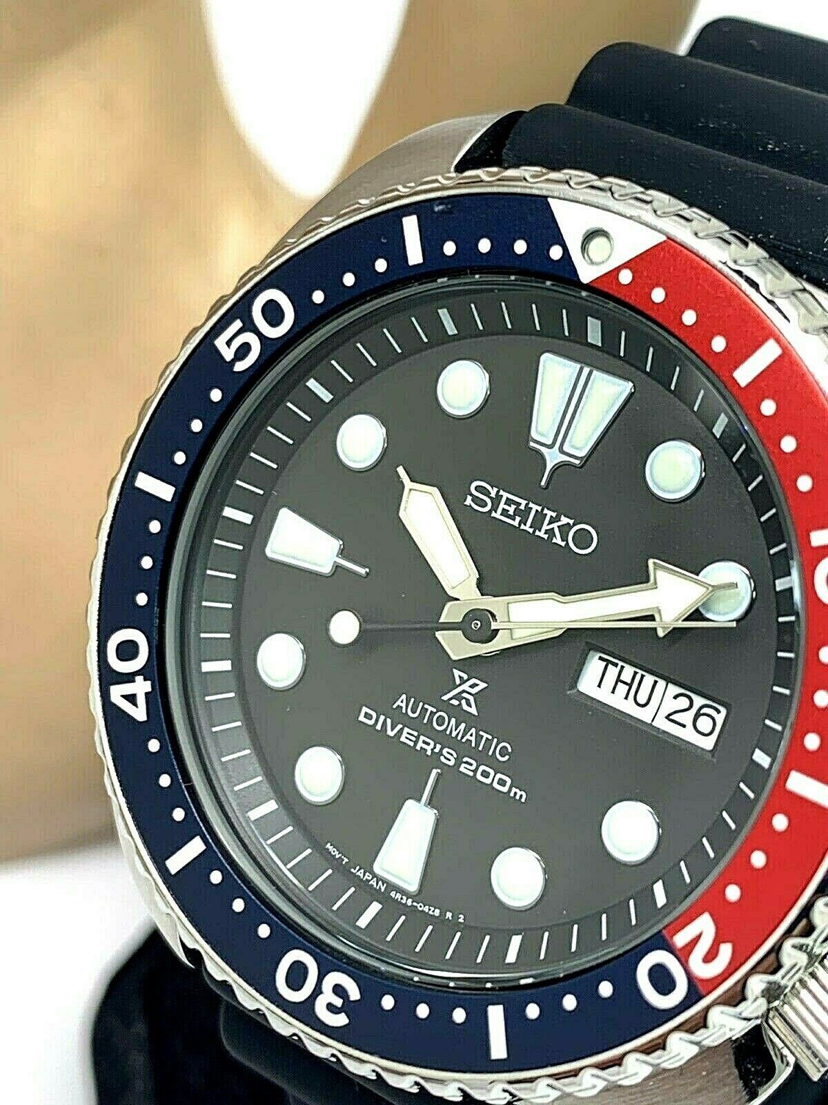 Seiko Prospex Automatic Rubber Strap Pepsi Bezel 200M Diver's Men's ...