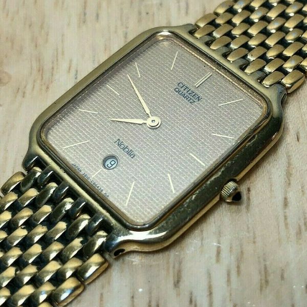 Vintage Noblia Citizen Ultra Thin Gold Plated Quartz Watch Hour~Date ...