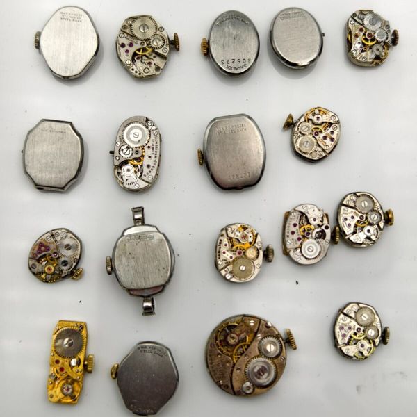 Mechanical Watch Movement Lot of 18: Hamilton Bulova Benrus Doric Elgin ...