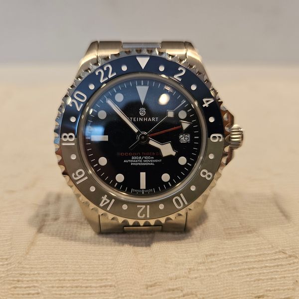 Steinhart Ocean 3 GMT Blue/Grey Ceramic Full Set | WatchCharts Marketplace