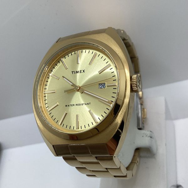 Timex Men's Watch MILANO XL Quartz Champagne Dial Bracelet New Battery ...