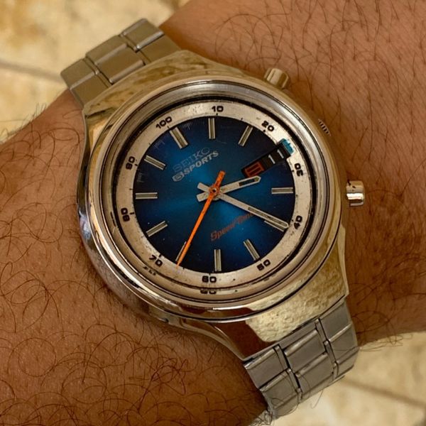 1970's vintage Seiko 5 Sport 7015-8000 Speed Timer Fly back Automatic ...