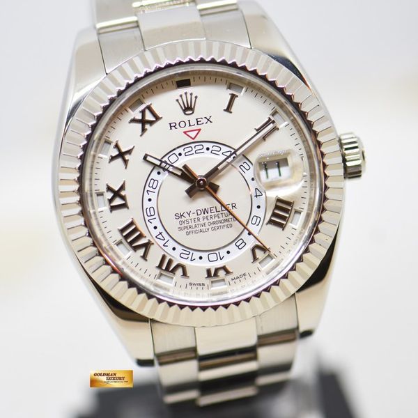 ROLEX OYSTER PERPETUAL SKY-DWELLER 42mm ANNUAL CALENDAR GMT WHITE GOLD ...