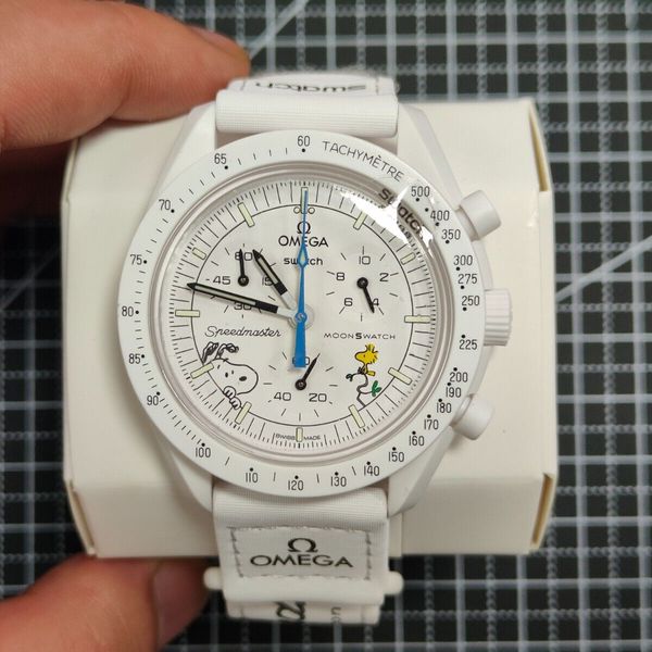 Swatch white Moonswatch Mission to the Moonphase Moon waterproof ...