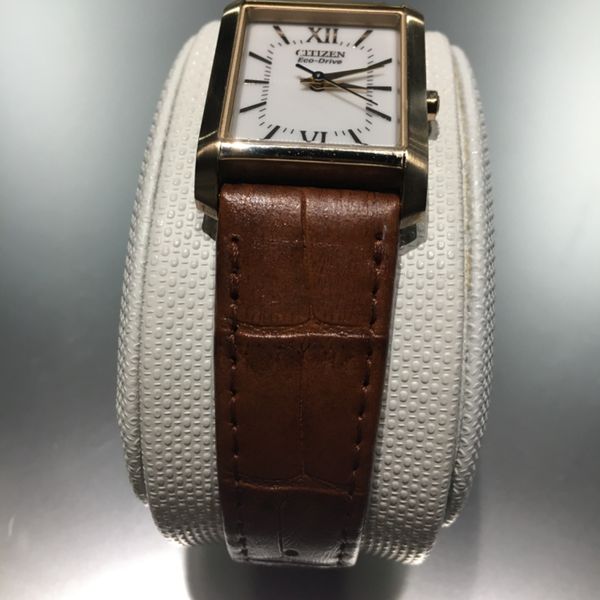 Vintage Citizen Eco-Drive Tank Style Watch. Calfskin band Battery ...