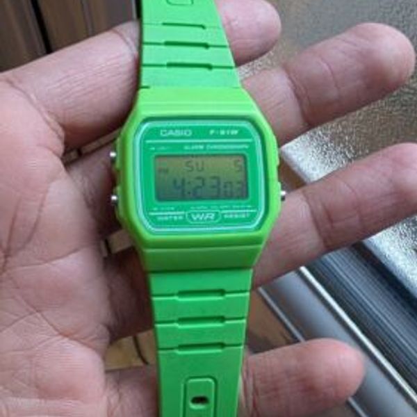 custom Casio F-91W Green on Green Display Filter Retro Watch Mod ...