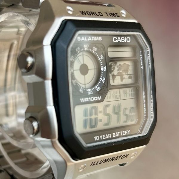 Casio AE1200WH Chronograph Illuminator 5 Alarms World Time Minty ...