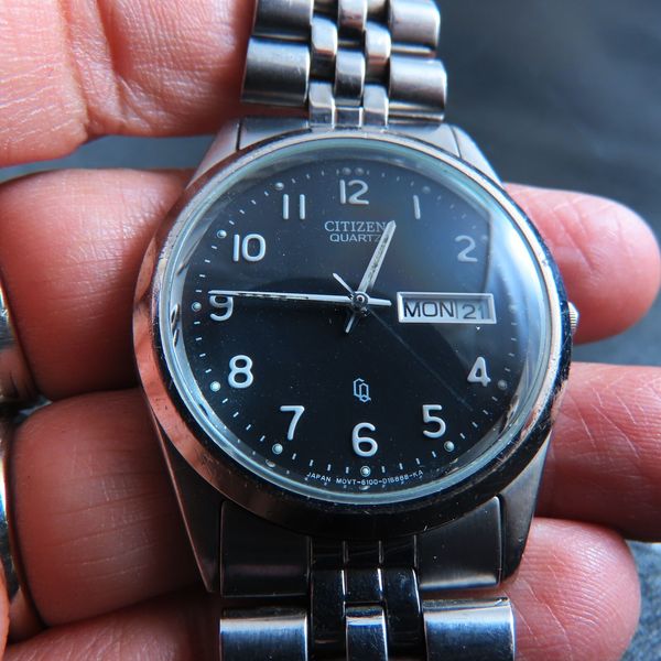 Japan Citizen Daydate Black Dial Quartz Men Watch | WatchCharts Marketplace
