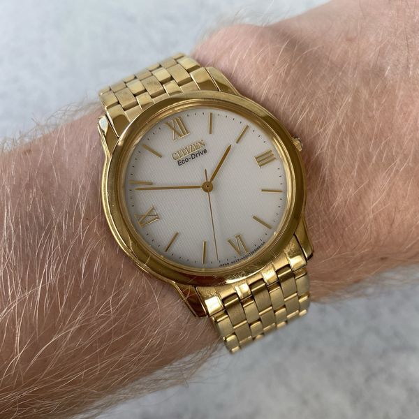 Mens Citizen Stiletto Eco-Drive Gold Plated G431-T001807 Watch ...