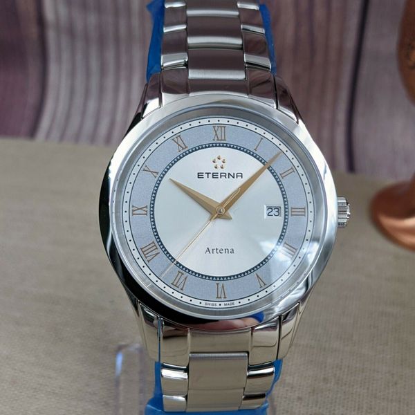 Eterna Artena Silver Dial- Gold Hands & Indices-OEM Bracelet & OEM ...