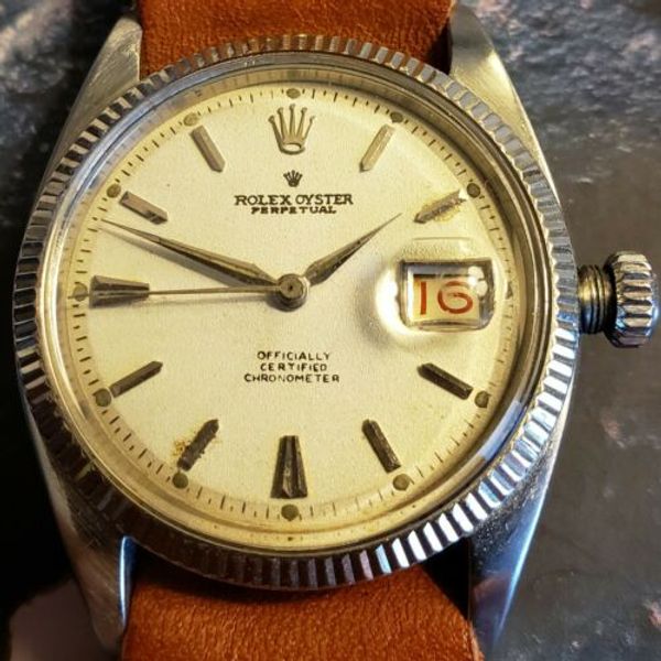 Rolex DateJust Vintage 6605 Stainless Steel Roulette Date Wheel Mens ...