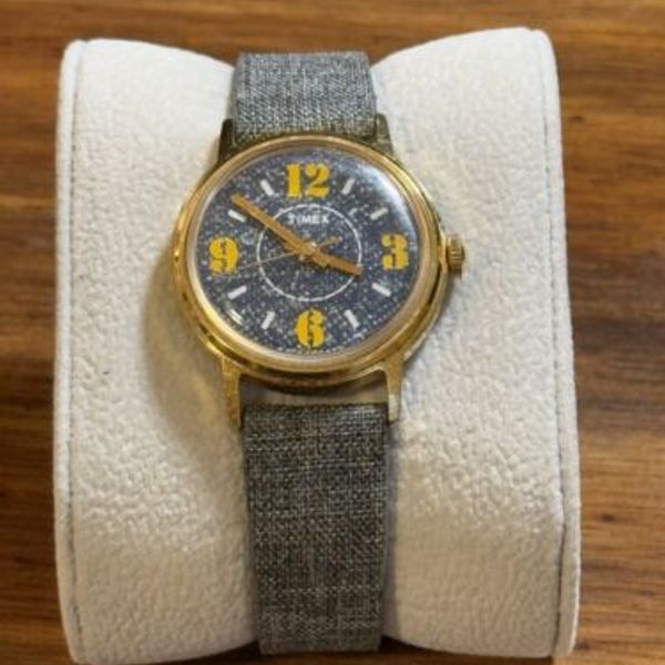 1970s Vintage TIMEX Denim Dial and Band Mechanical Watch Runs, new band ...