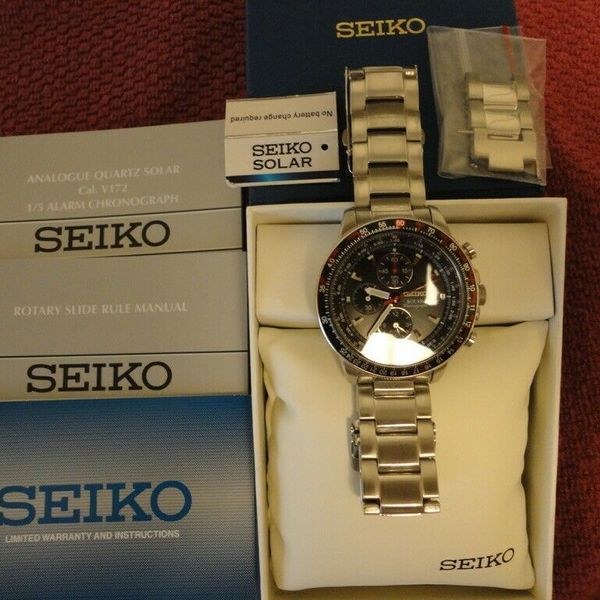 Seiko Solar Alarm Chronograph BLACK DIAL STAINLESS SSC007 | WatchCharts