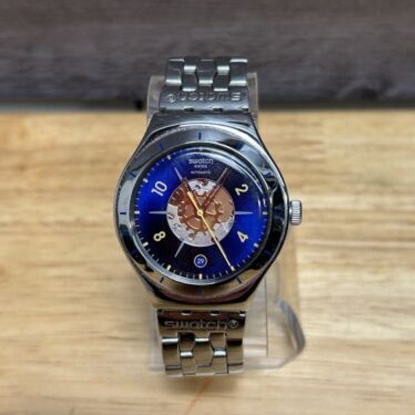Swatch Midday Sun Blue Automatic Skeleton Swiss Men's Watch ...