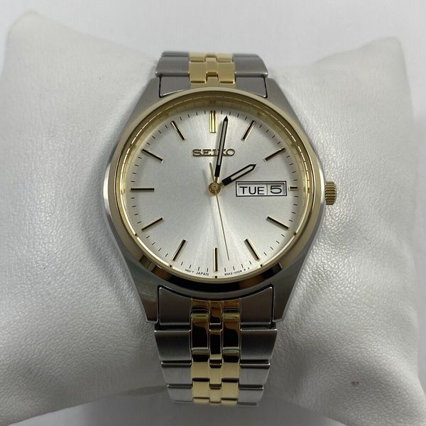 Seiko Essentials Quartz Silver Dial Two Tone Stainless Steel Men's ...