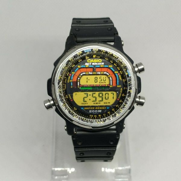 1990 CASIO Sky Walker DW-401 (905) Japan T 200M Tachymeter 43mm rare ...