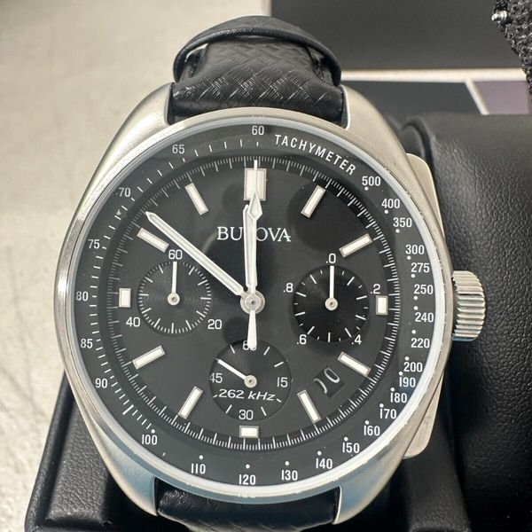 Bulova Moon Apollo Lunar Pilot Chronograph Black Dial Quartz Men's ...