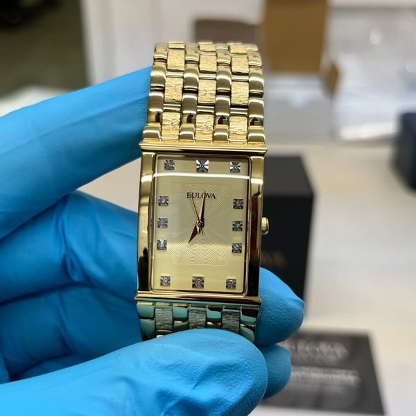 BULOVA Men's Gold-Tone Diamond Stainless Steel Watch - 97F52 BRAND NEW ...