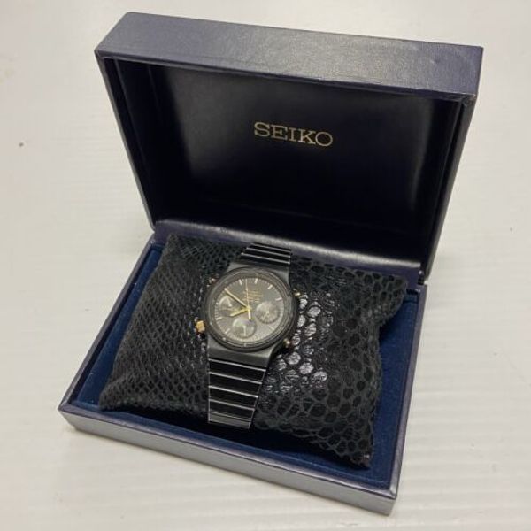 RARE 1983 SEIKO 7A28-7069 SPORTS 100 TITANIUM CHRONOGRAPH W/ BOX & NEW ...