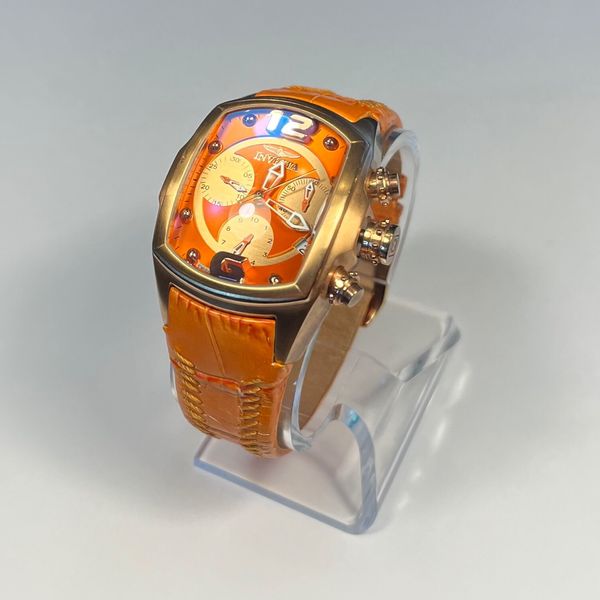 Invicta Lupah Watch Swiss Made Orange Gold Tank Leather Chronograph New ...