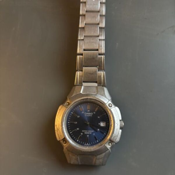 RARE Vintage Casio Men's Watch Wristwatch Edifice MTP-3036 Date Blue 7. ...