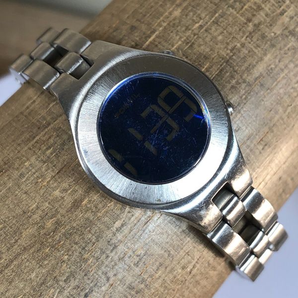 Fossil F2 Women ES-9111 Blue Dial Solid Stainless Steel Quartz Digital ...