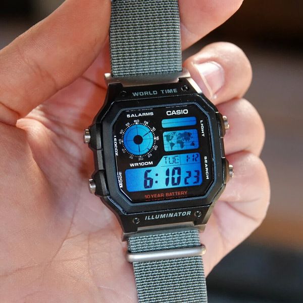 Casio Custom Hydro Mod Royale AE-1200 Polar Blue 22mm Watch Blue ...