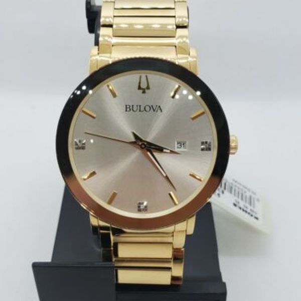 BULOVA 97D115 GOLD TONE MEN'S WATCH 42MM GOLD DIAL ALL ST STEEL ...