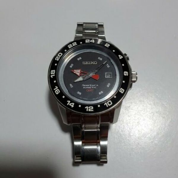 SEIKO SPOTURA 5M85-0AA0 DATE KINETIC CHRONOGRAPH STAINLESS STEEL CASE ...