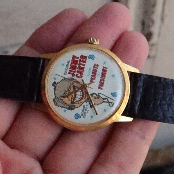 RARE Vintage Jimmy Carter Peanuts To President Wind UP Men's Watch ...