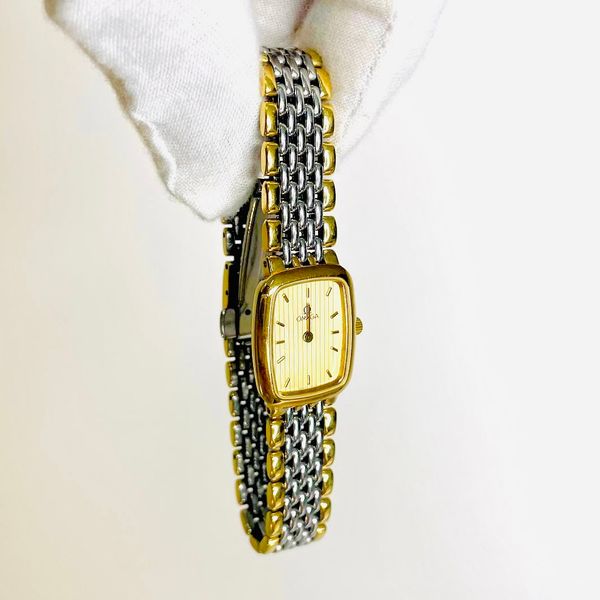 STEAL ️ Omega Gold De Ville Rectangular Dial Stainless Steel Two Tone ...