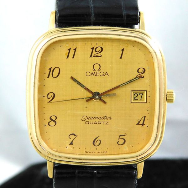 OMEGA SEAMASTER 1430 DATE GOLD VINTAGE WATCH SWISS MADE QUARTZ ...