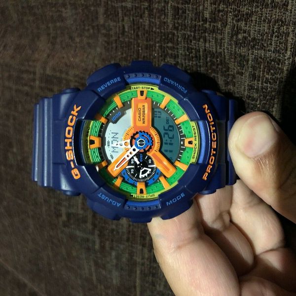 RARE CASIO G-SHOCK 5146 GA-110FC 20 BAR BLUE ORANGE GREEN LARGE MENS ...