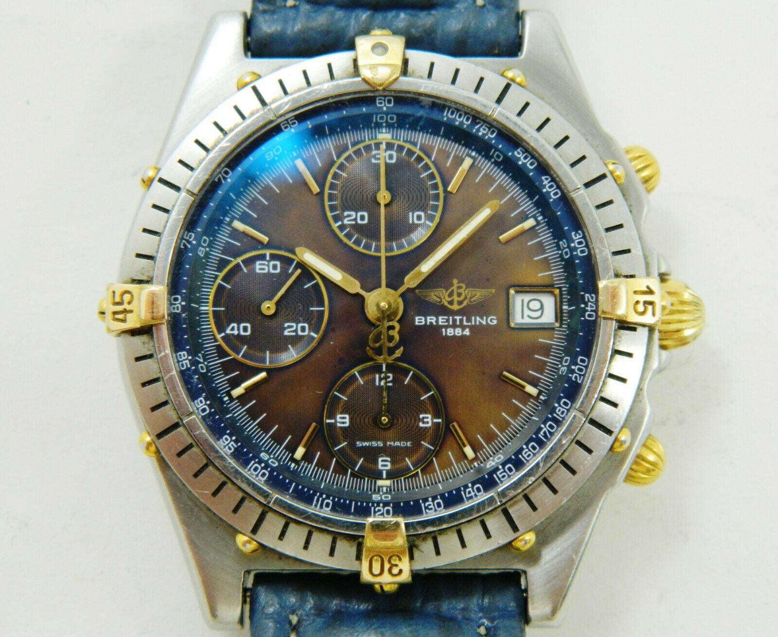 Authentic Breitling B13047 SS 18K Gold Automatic Chronograph Valjoux ...