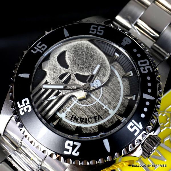 Invicta Marvel Punisher Pro Diver Stainless Steel Bracelet Skull 44mm ...