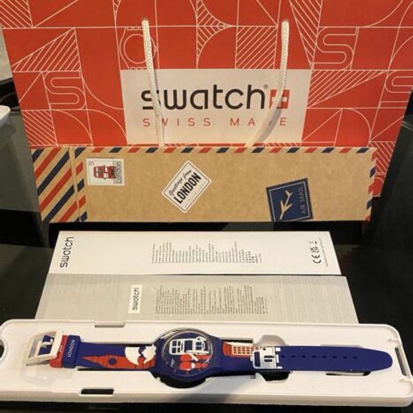 SWATCH WATCH Brand New With Tags GREETINGS FROM LONDON "TEA O'CLOCK ...