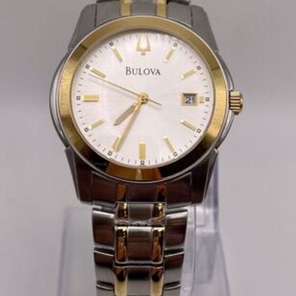 Bulova Menâ s Two-Tone Quartz Watch - Date Just 98H18 MSRP: $250 New ...