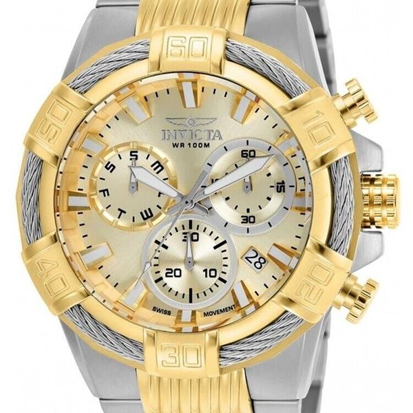 New Mens INVICTA Bolt Chronograph Two-Tone Watch with Champagne Dial ...