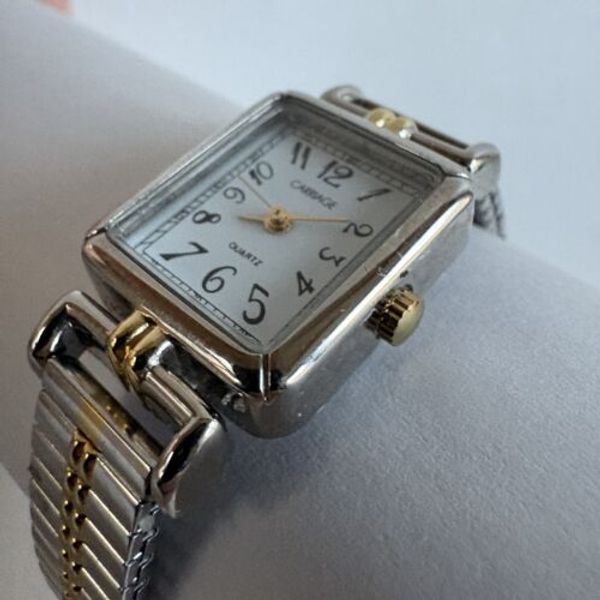 Women's Timex Carriage Watch Rectangle Face Stainless Steel Flex Band ...