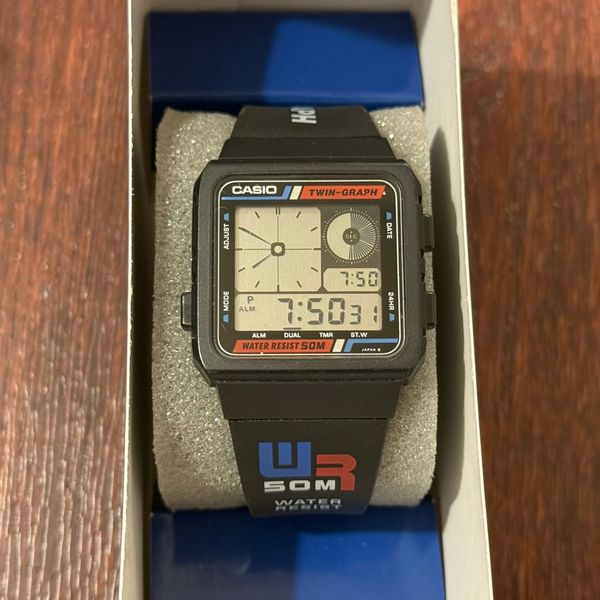 CASIO AE-20W TWIN GRAPH WR 50M ANA-DIGI VINTAGE DIGTAL WATCH JAPAN 1984 ...