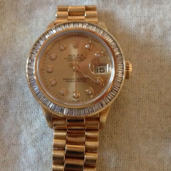 Ladies Rolex President Model Datejust 69178 18k Yellow Gold Diamond ...